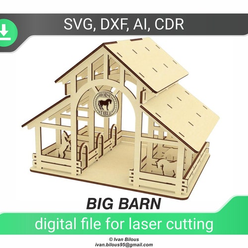 Barn Horse Stable SVG Laser Cut File Glowforge Pattern Stall | Etsy