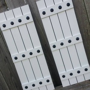 2 Cedar Board and Batten Shutters – Black Clavos Accents, Exterior ...