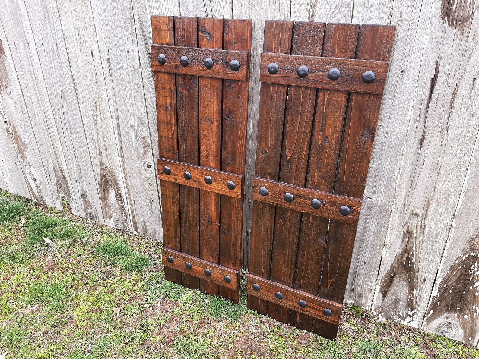 2 Cedar Board and Batten Shutters – Black Clavos Accents, Exterior ...