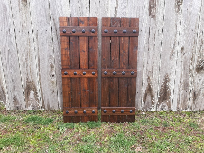 2 Cedar Board and Batten Shutters – Black Clavos Accents, Exterior ...