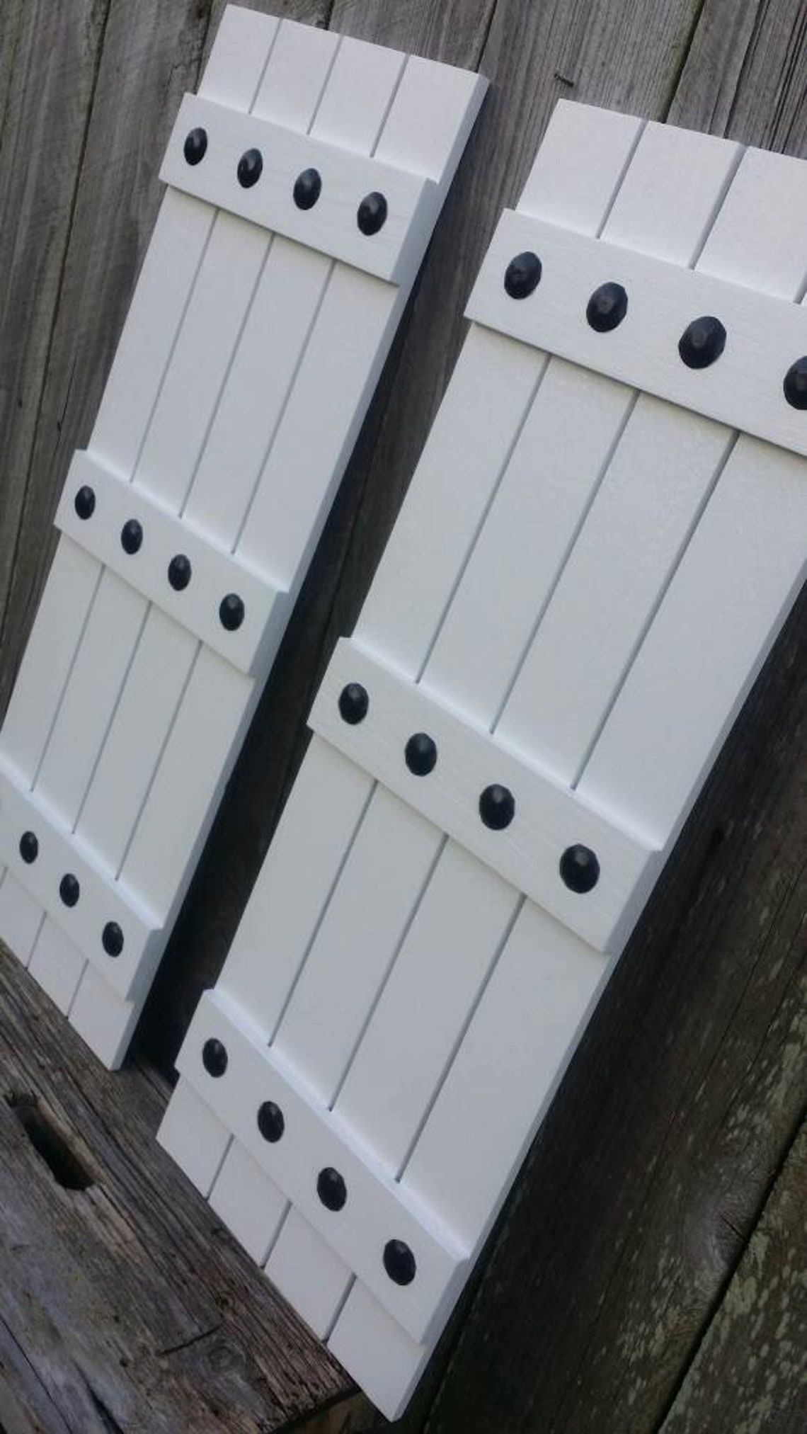2 Cedar Board and Batten Shutters – Black Clavos Accents, Exterior ...