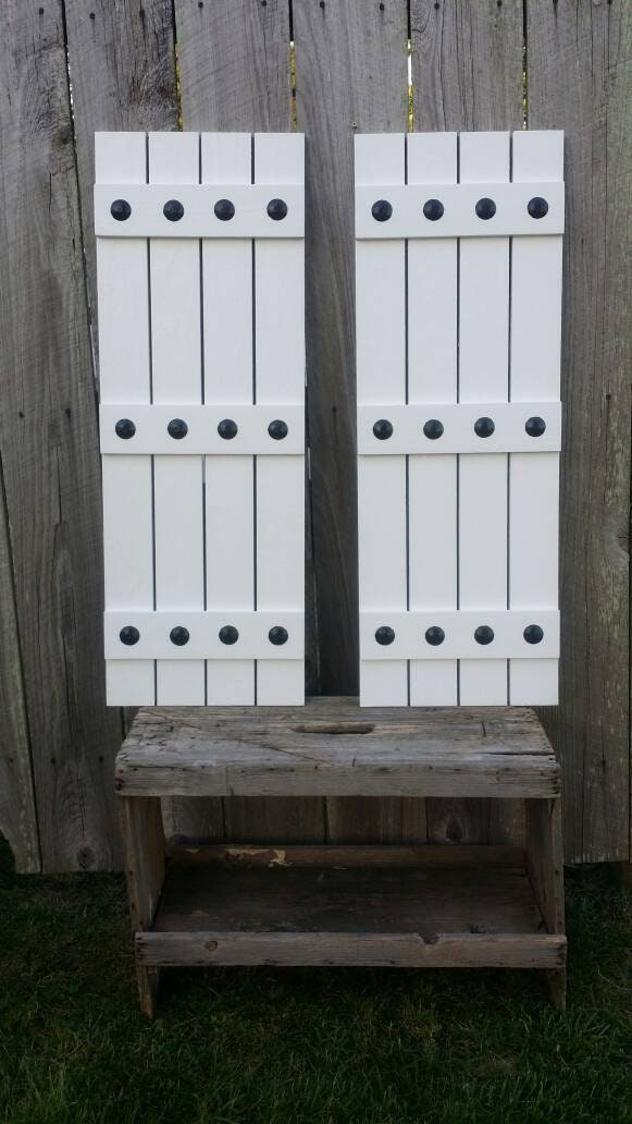 2 Cedar Board and Batten Shutters – Black Clavos Accents, Exterior ...