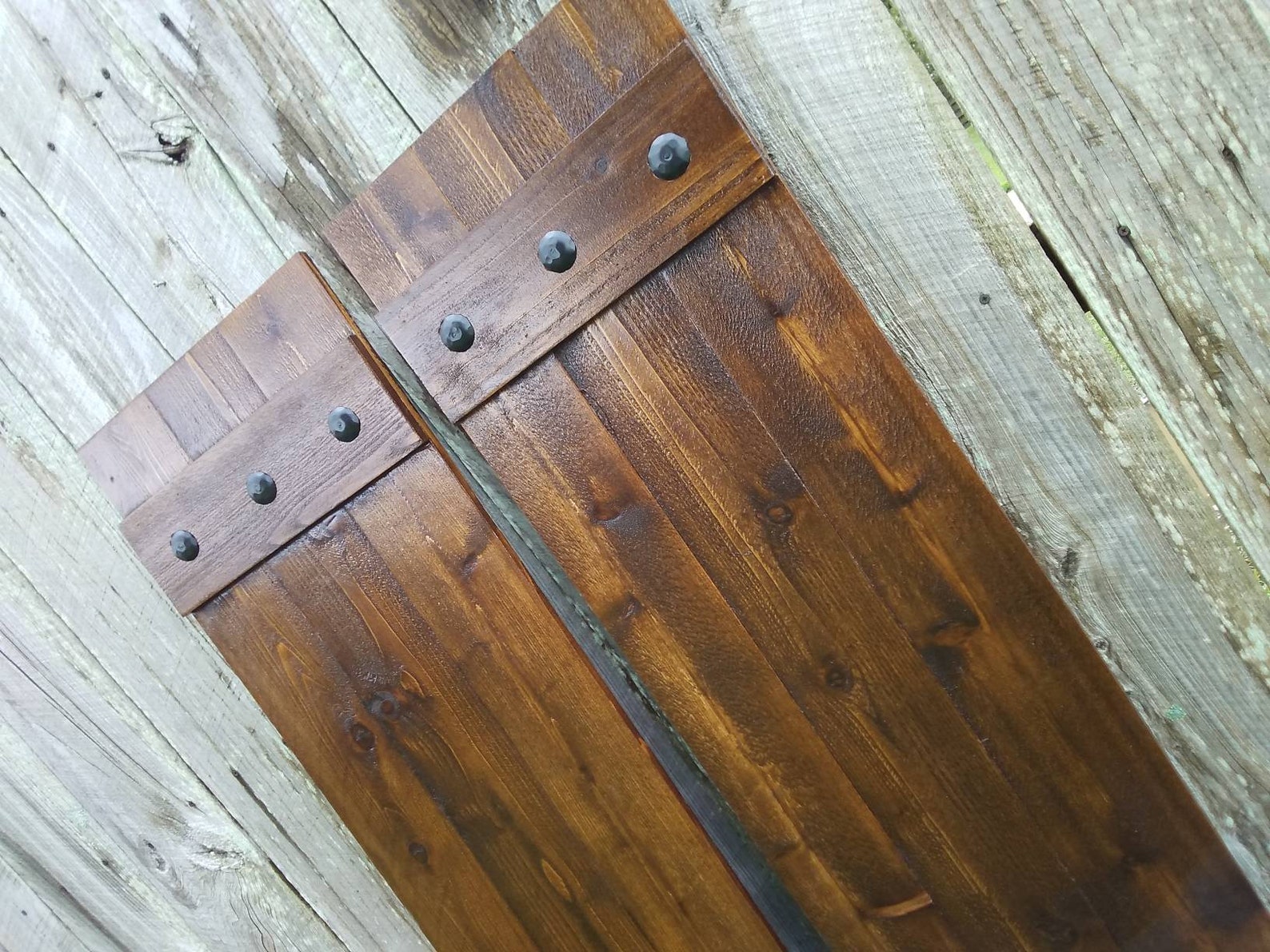 2 Cedar Exterior Shutters – Board and Batten Style With Black Clavos ...