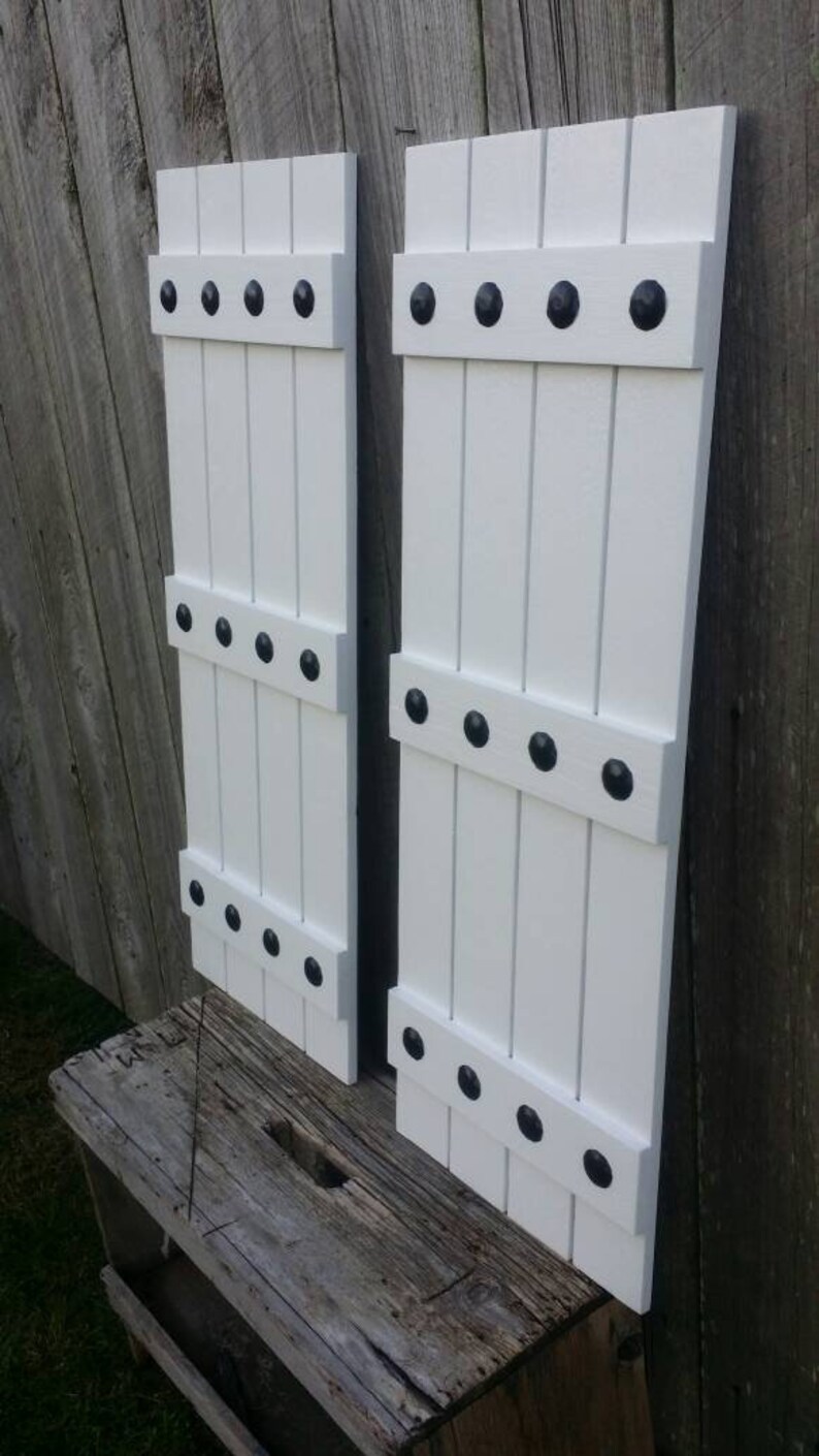 2 Cedar Board and Batten Shutters – Black Clavos Accents, Exterior ...
