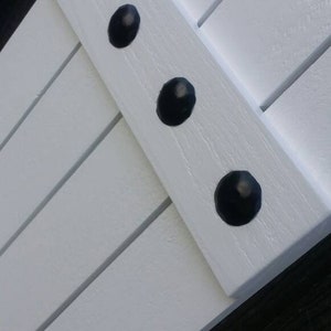 2 Cedar Board and Batten Shutters – Black Clavos Accents, Exterior ...