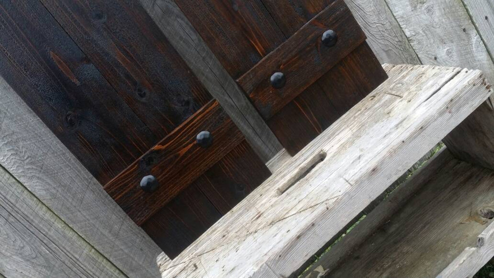 Wood Shutters 2 Exterior Cedar Shutters With Black Clavos - Etsy