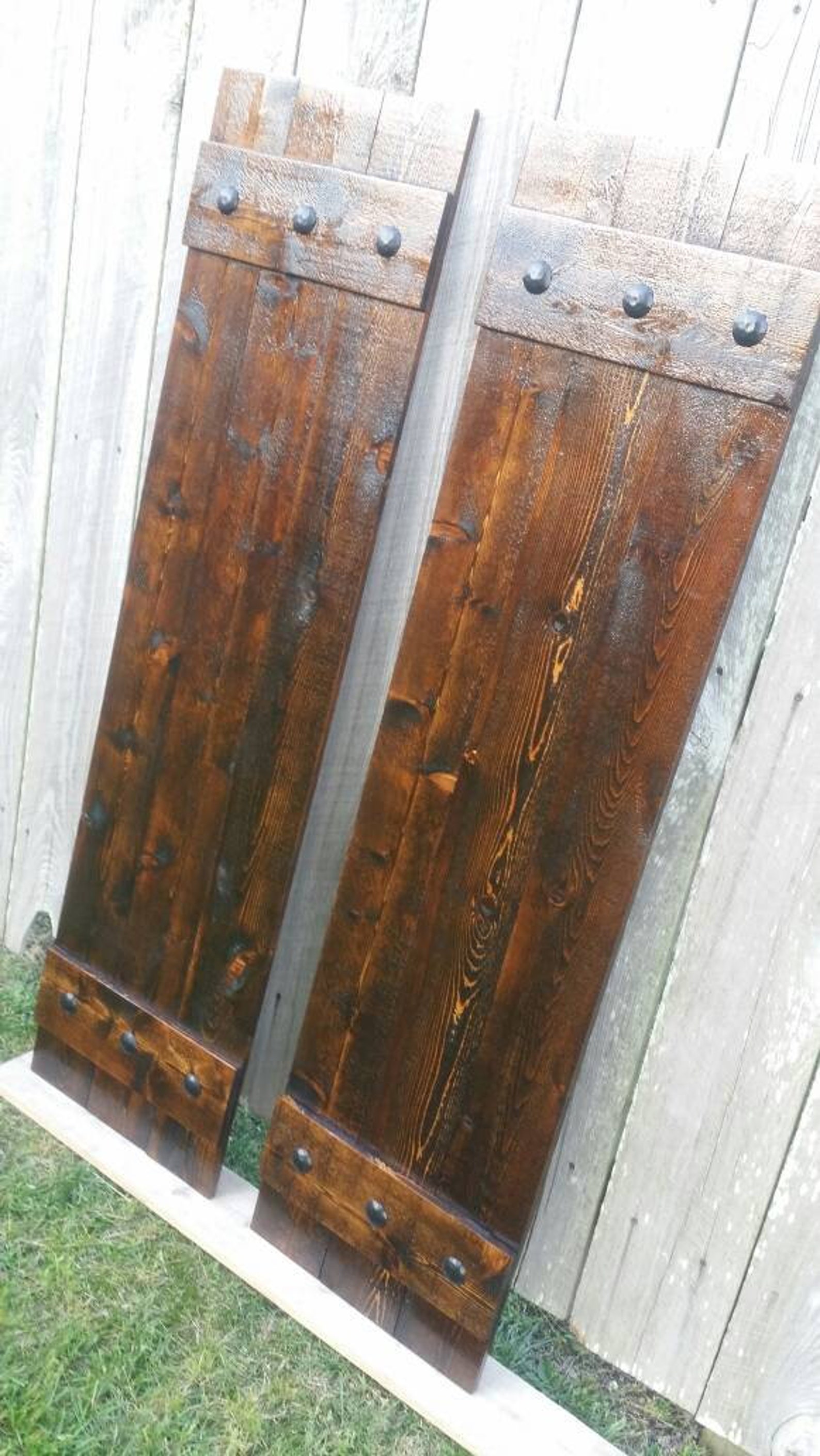 2 Cedar Board and Batten Shutters – Rustic Exterior Shutters With ...