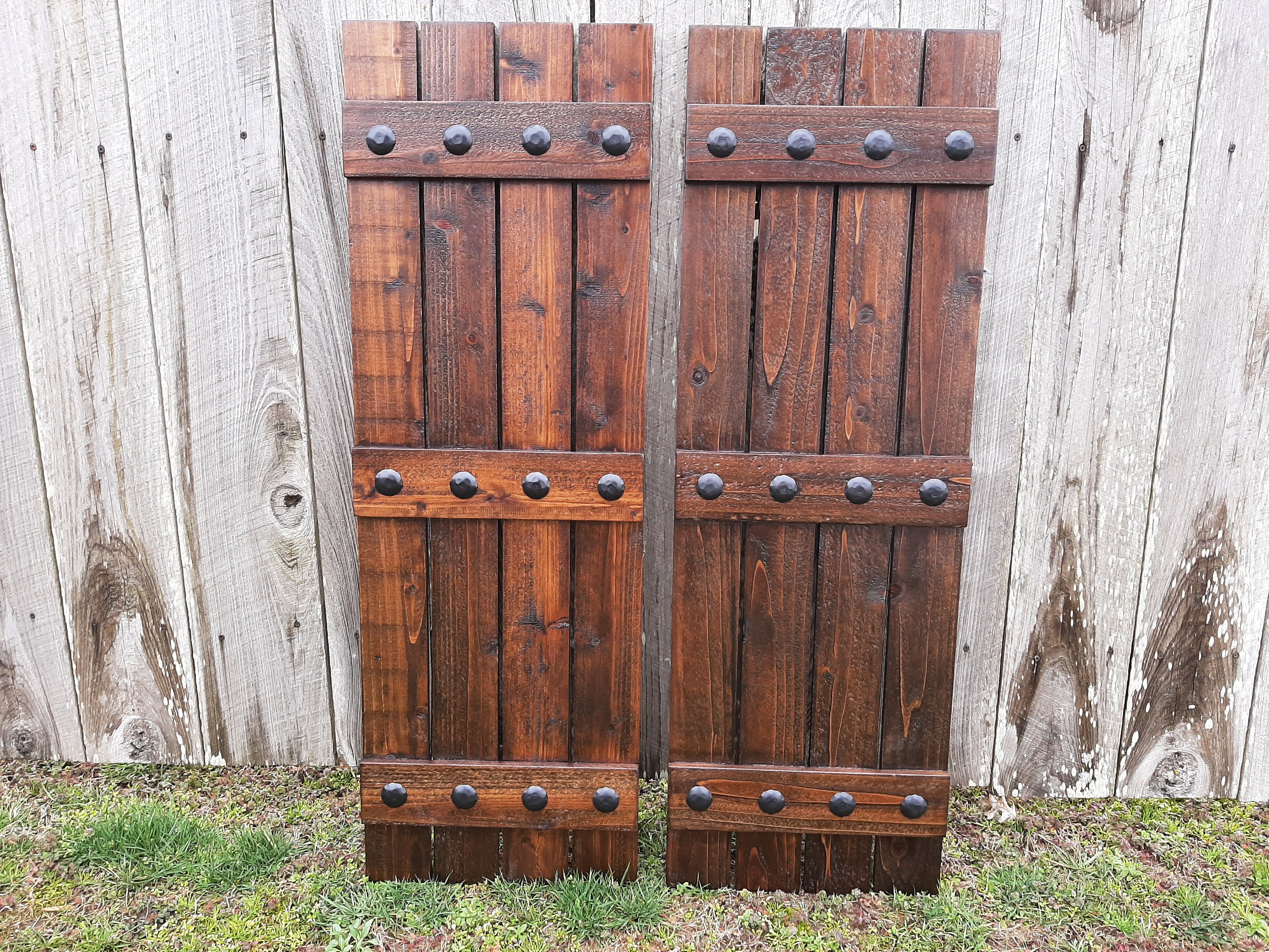 Wood Shutters 2 Board and Batten Exterior Cedar Shutters With Black ...