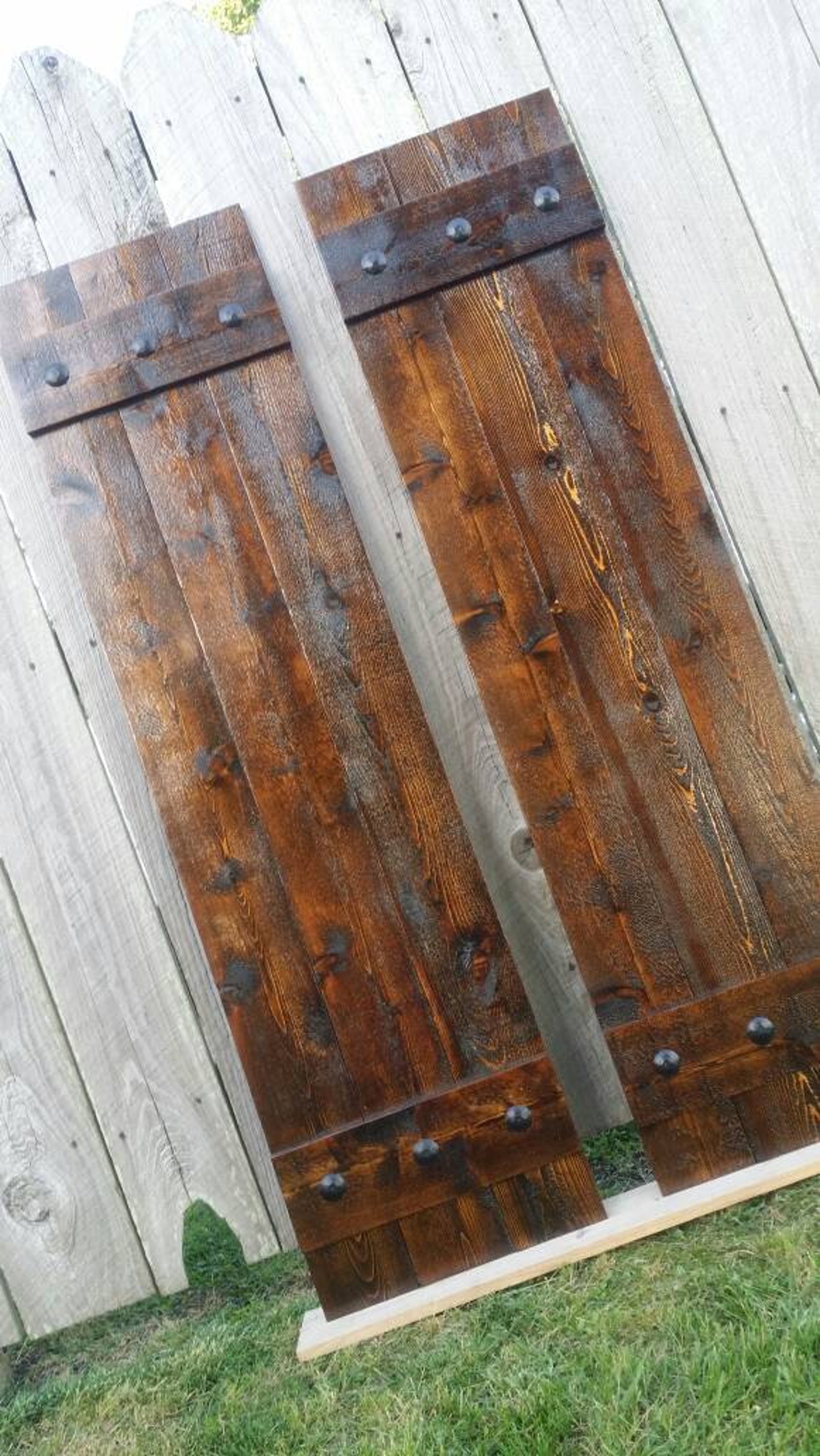 2 Cedar Board and Batten Shutters – Rustic Exterior Shutters With ...
