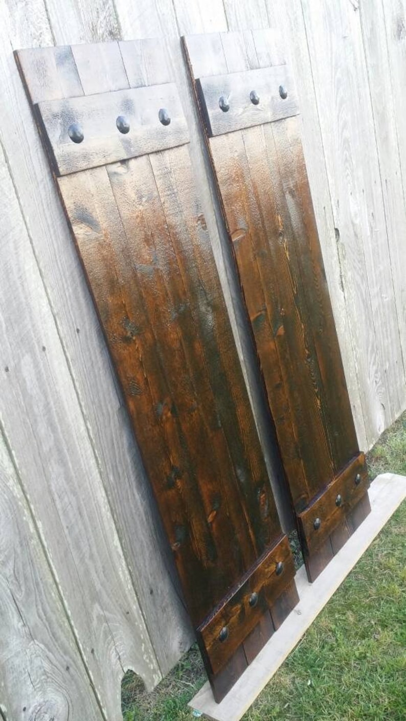 2 Cedar Board and Batten Shutters – Rustic Exterior Shutters With ...