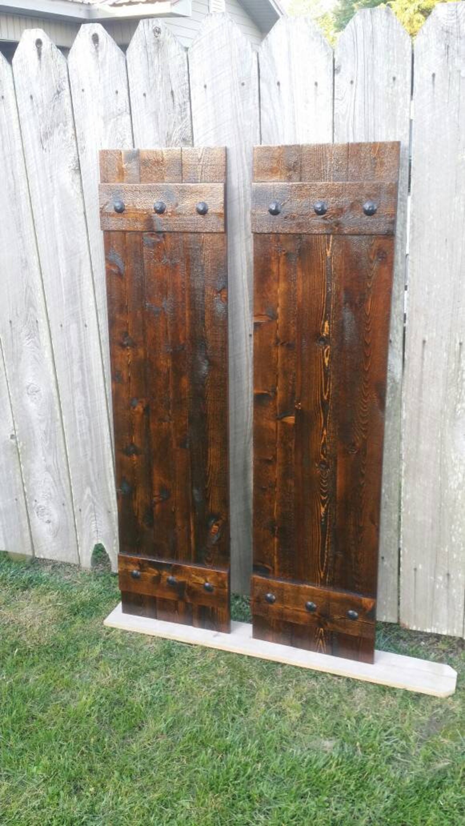 2 Cedar Board and Batten Shutters – Rustic Exterior Shutters With ...