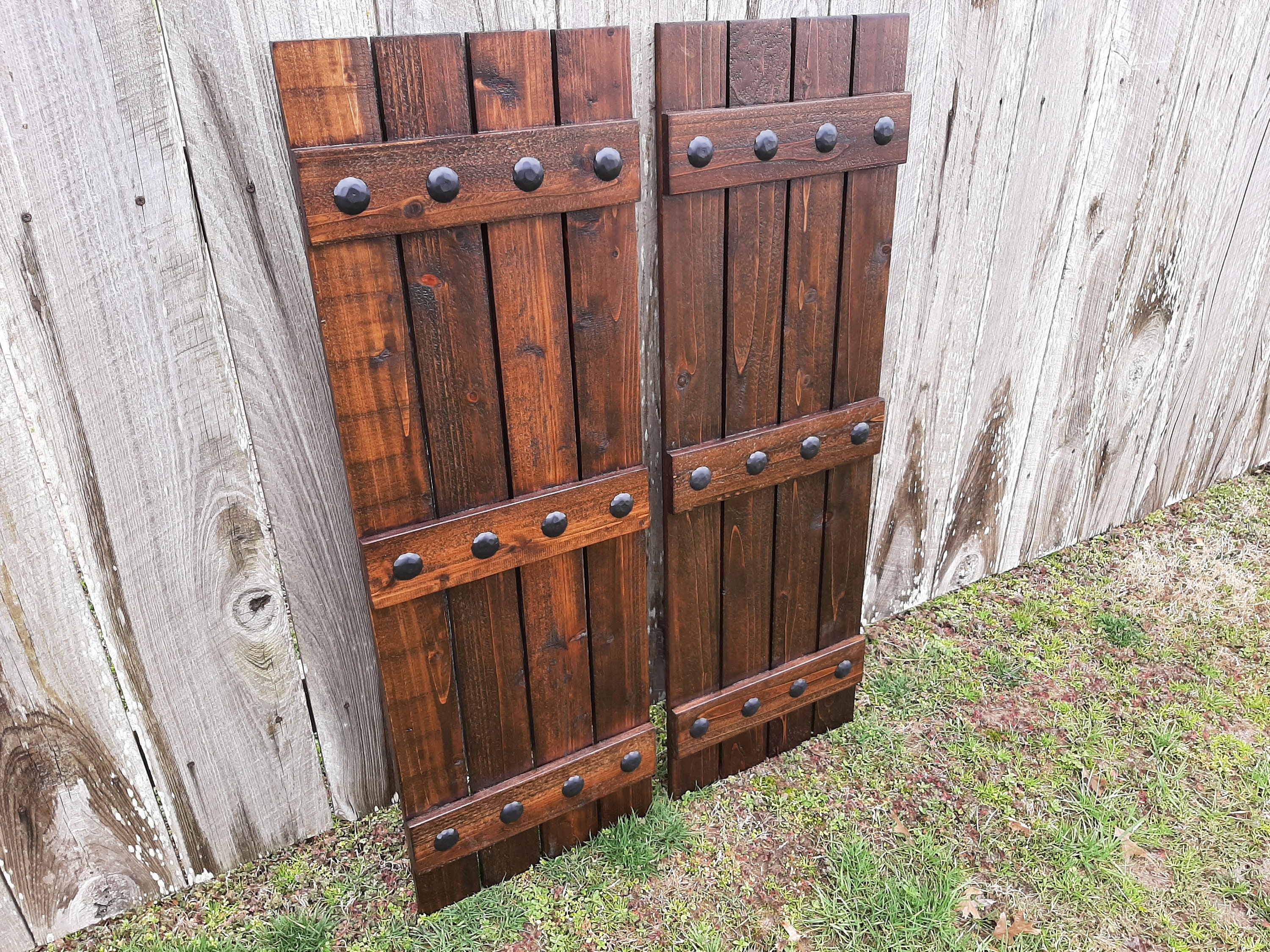 Wood Shutters 2 Board and Batten Exterior Cedar Shutters With Black ...