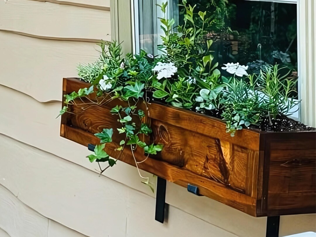Rustic Cedar Wood Window Box – Handmade Flower Garden Planter, Charming ...