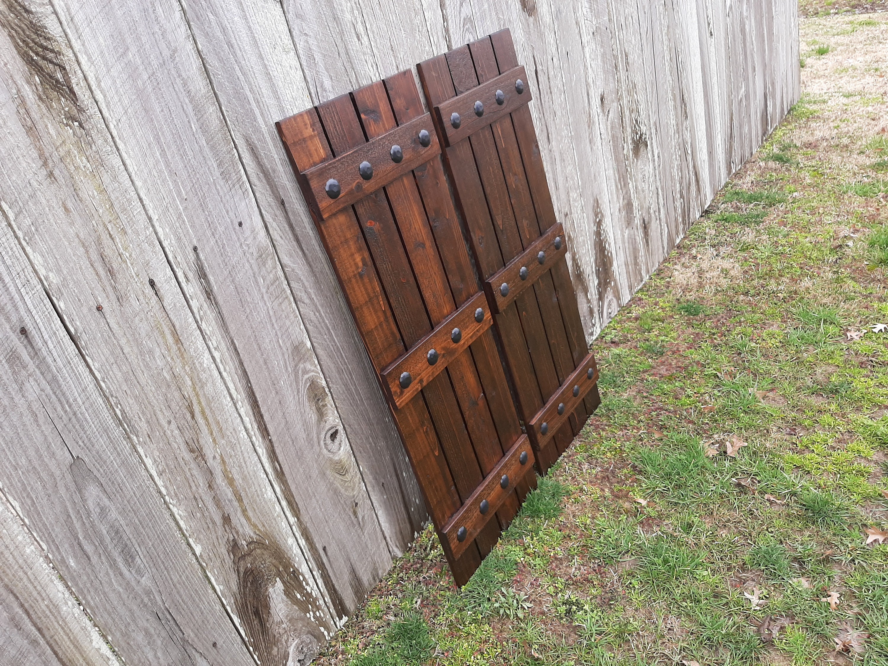 Wood Shutters 2 Board and Batten Exterior Cedar Shutters With Black ...