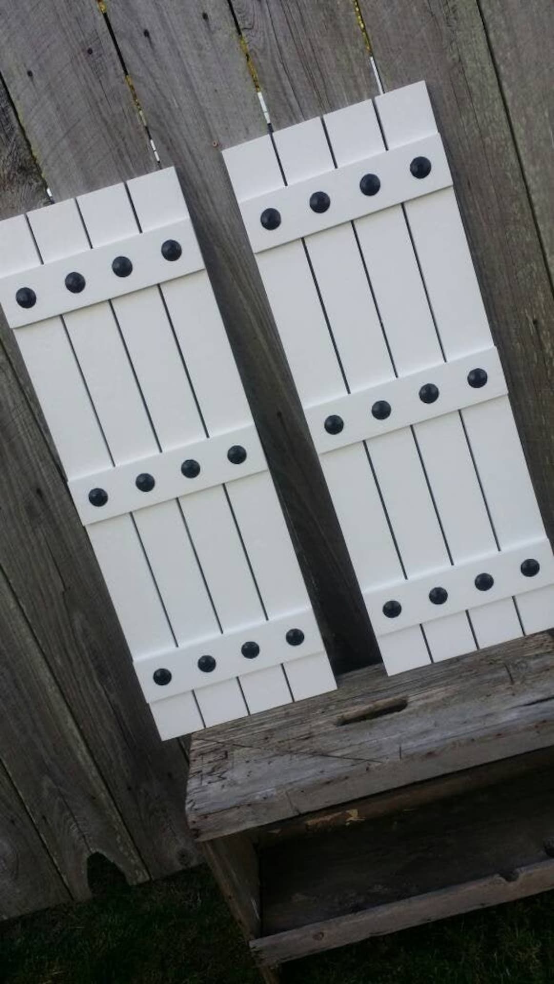 2 Cedar Board and Batten Shutters – Black Clavos Accents, Exterior ...