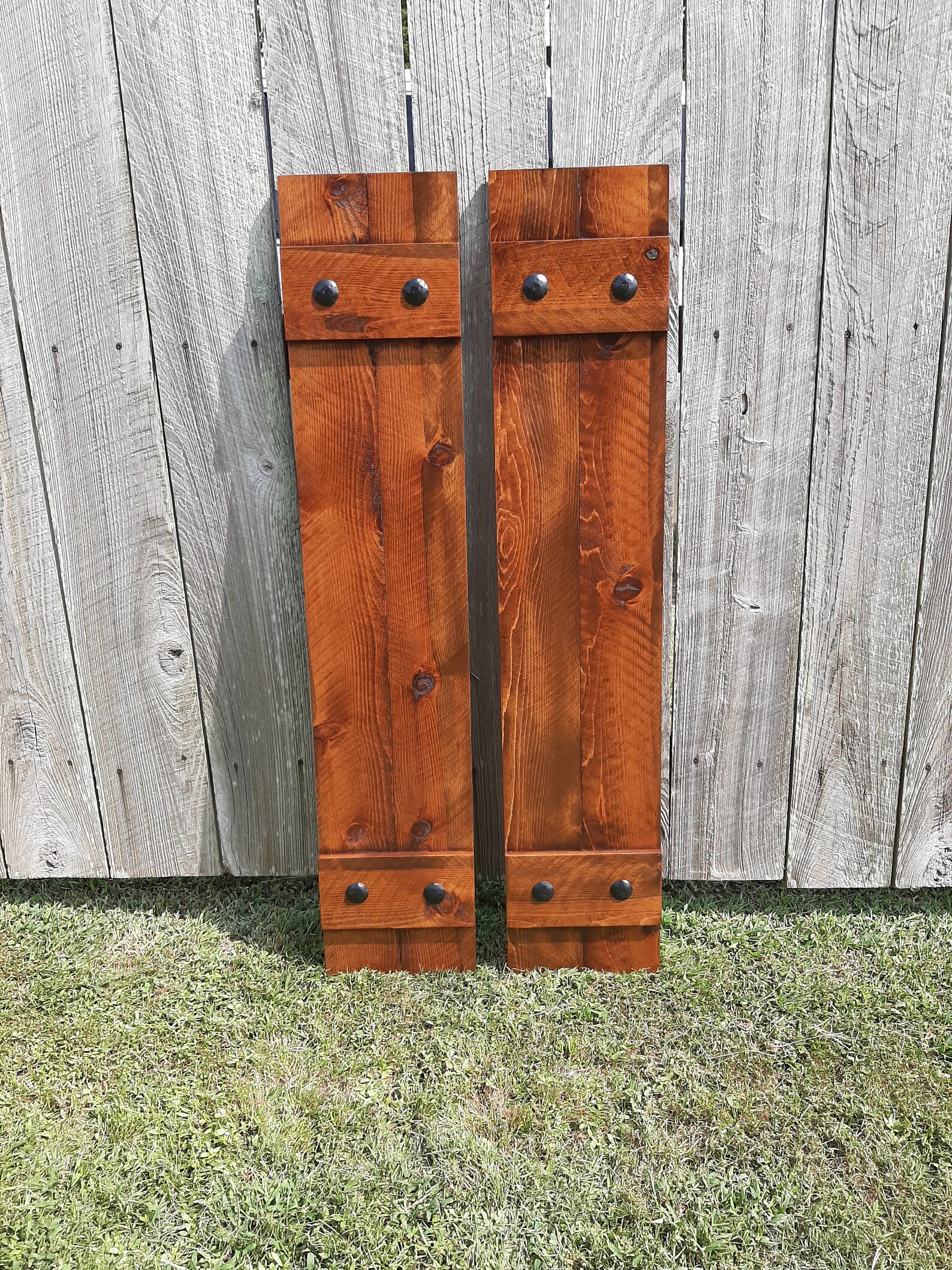 2 Cedar Exterior Shutters With Black Clavos Nails – Board and Batten ...