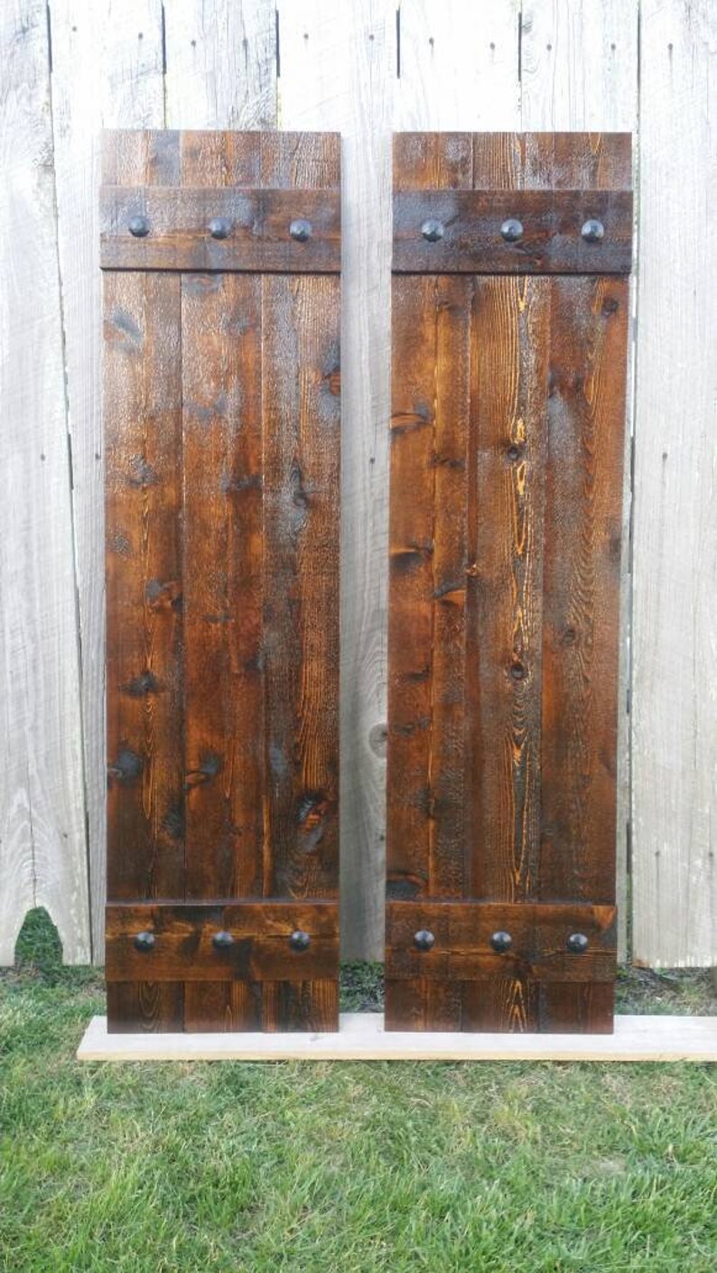 Wood Shutters 4 Exterior Rustic Cedar Shutters With Black - Etsy