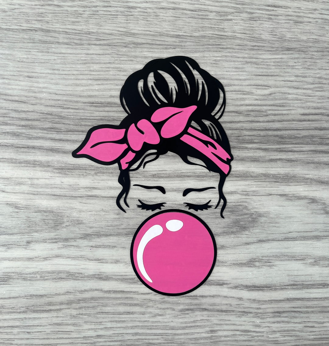 Messy Bun Mum Life Bubblegum Bubble Vinyl Decal/sticker - Etsy