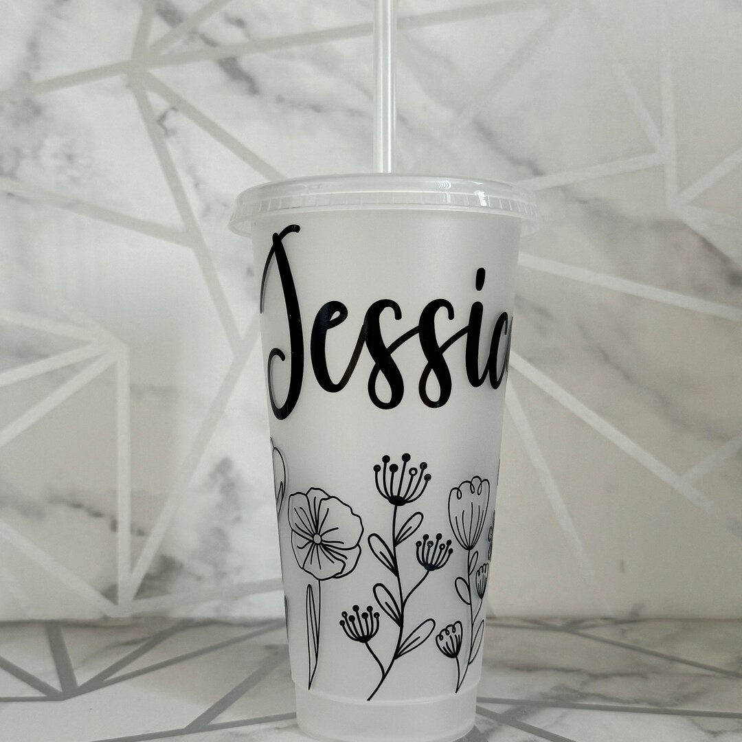 Personalised Wildflower Cold Cup 24oz BPA Free Custom Cold Cup Drinks ...