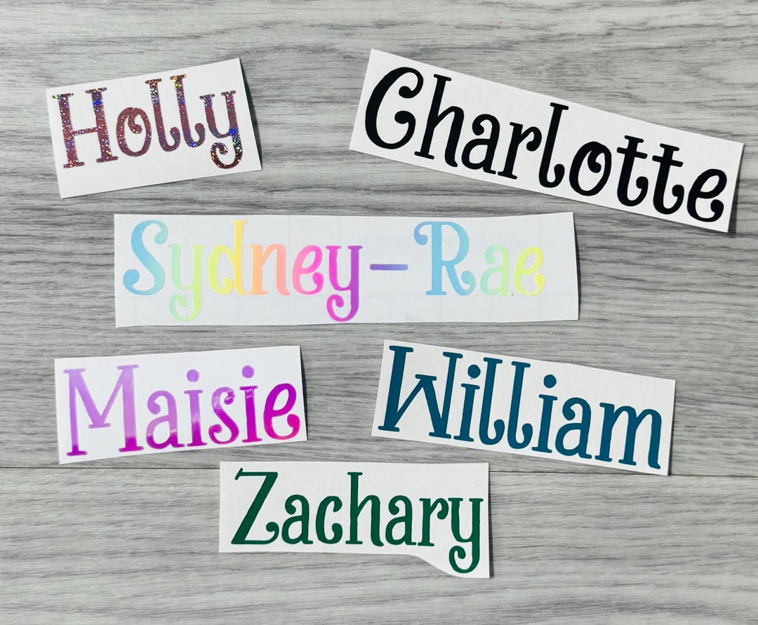 PERSONALISED Vinyl Name Sticker Decal Label Lunchbox Water Bottle ...