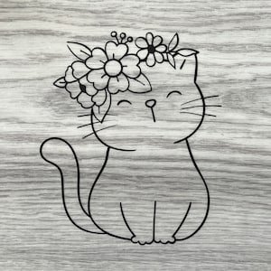 Floral Cat Vinyl Decal/sticker - Etsy