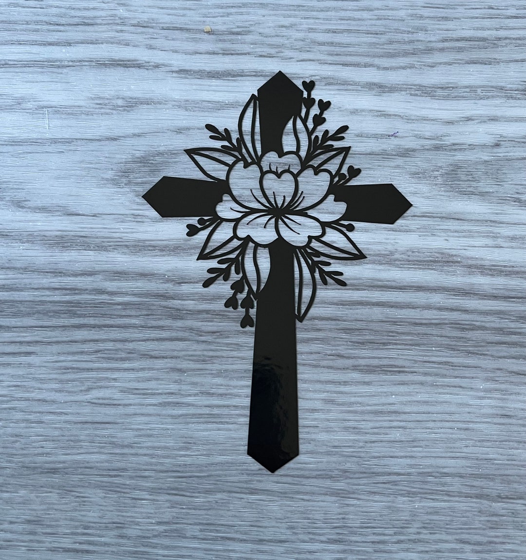 Floral Cross Vinyl Decal/sticker Design 1 - Etsy