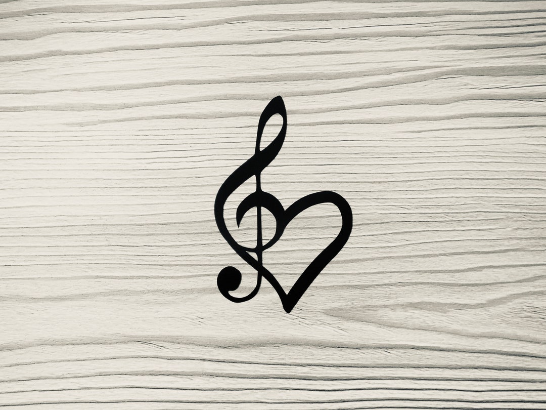 Treble Clef With Heart Vinyl Decal/sticker - Etsy