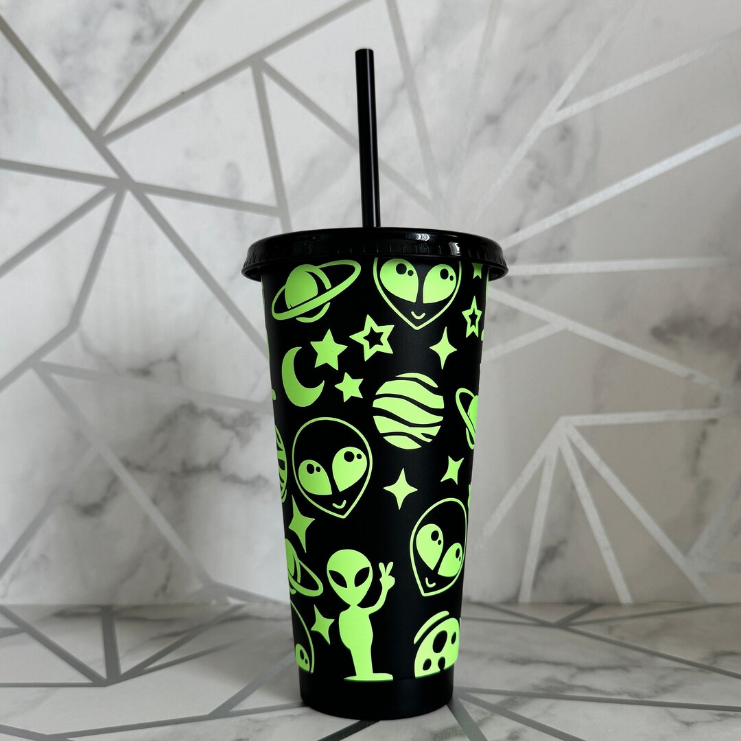 Glow in the Dark Aliens 24oz Cold Cup BPA Free Tumbler Drinks Cup ...