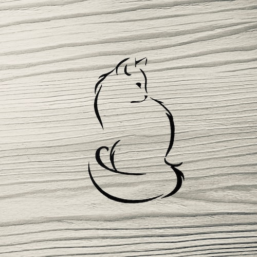 Fluffy Cat Outline Vinyl Decal/sticker | Etsy