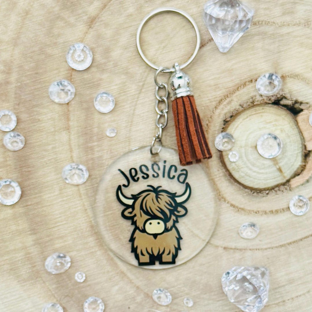 Cute Highland Cow Heilan Coo Acrylic Keyring - Etsy