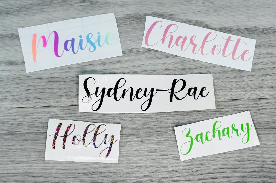PERSONALISED Vinyl Name Sticker Decal Label Lunchbox Water Bottle ...