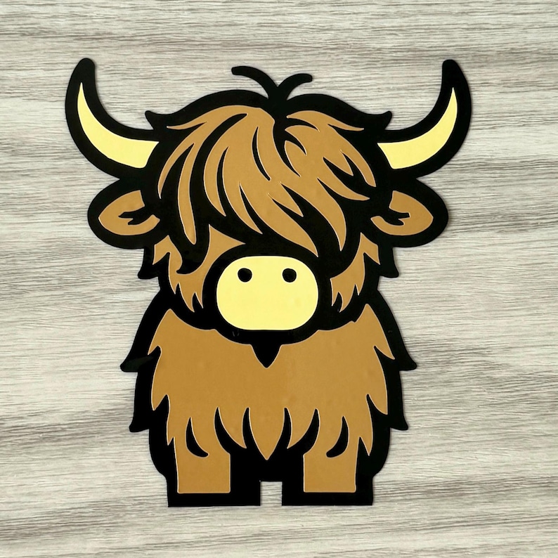Cute Kawaii Highland Cow Heilan Coo Vinyl Decal Sticker - Etsy