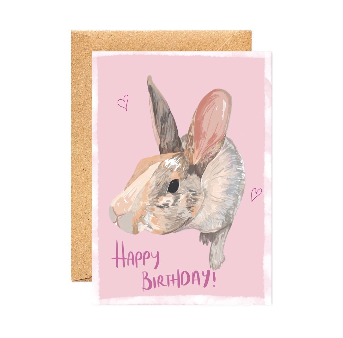 Bunny Rabbit Pink Birthday Card for Her Pink Children Girly Cute ...