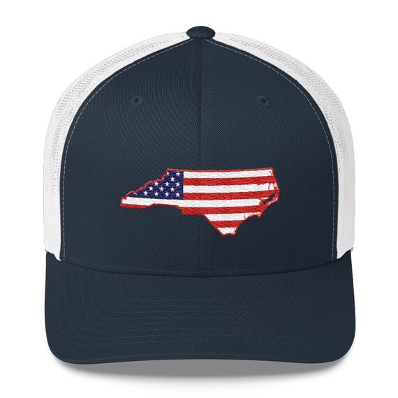 North Carolina American Flag Patch Mesh Trucker Cap | Etsy