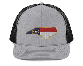 Red North Carolina State Outline Patch Trucker Hat - Etsy