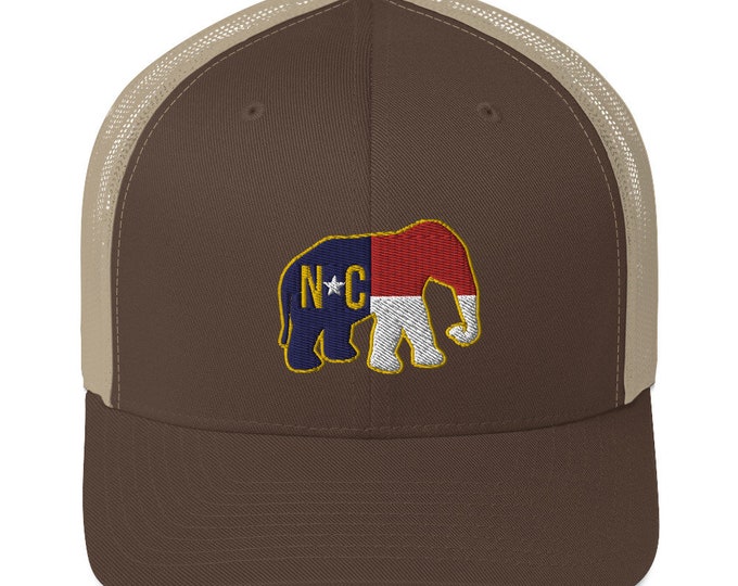 NC North Carolina Flag Elephant Mesh Trucker Cap - Etsy