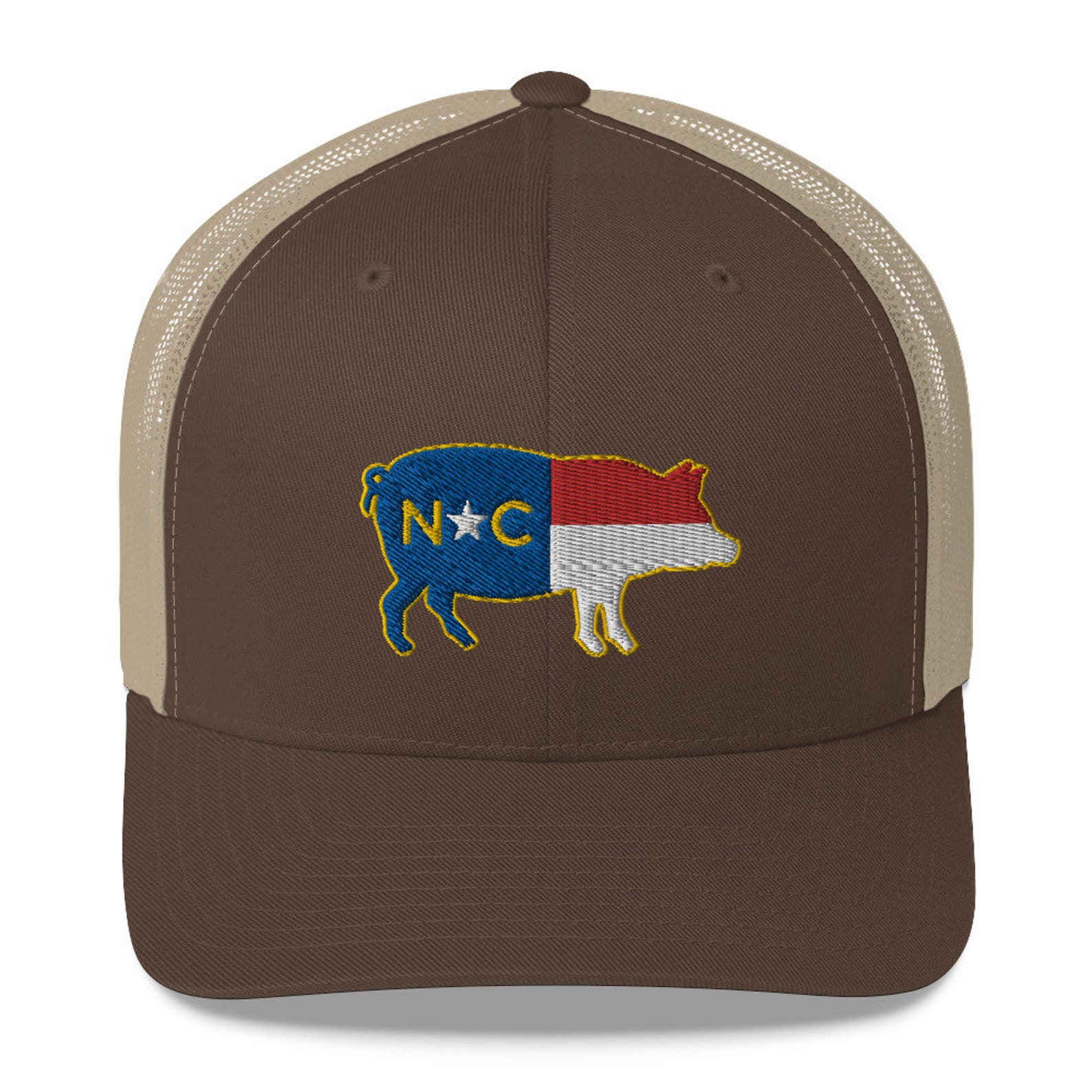 North Carolina Flag NC Pig BBQ Mesh Trucker Hat - Etsy