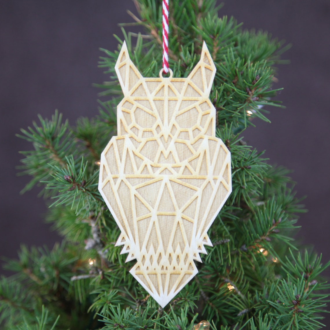 Geometric Christmas Ornament Wooden Owl Christmas - Etsy