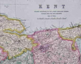 Old Map of Kent - Etsy UK