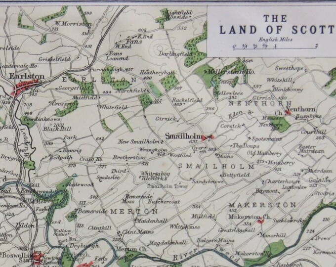1902 the Land of Scott Map, Scotland. Original Antique Map. 121 Years ...