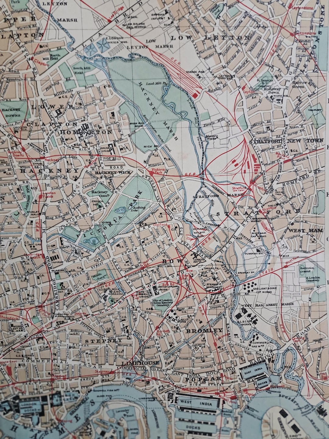 1912 North East London Map. Large Size Antique Map. 113 Years Old ...