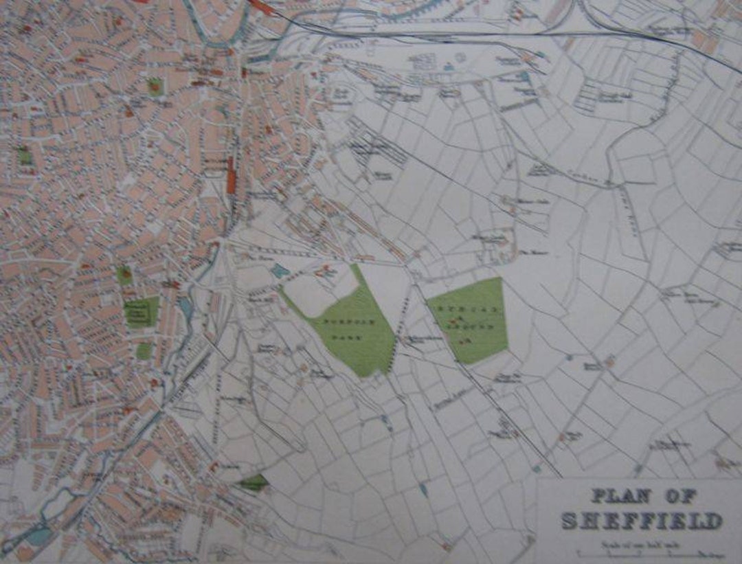 1895 Antique Sheffield City Map. English County/city. Original - Etsy