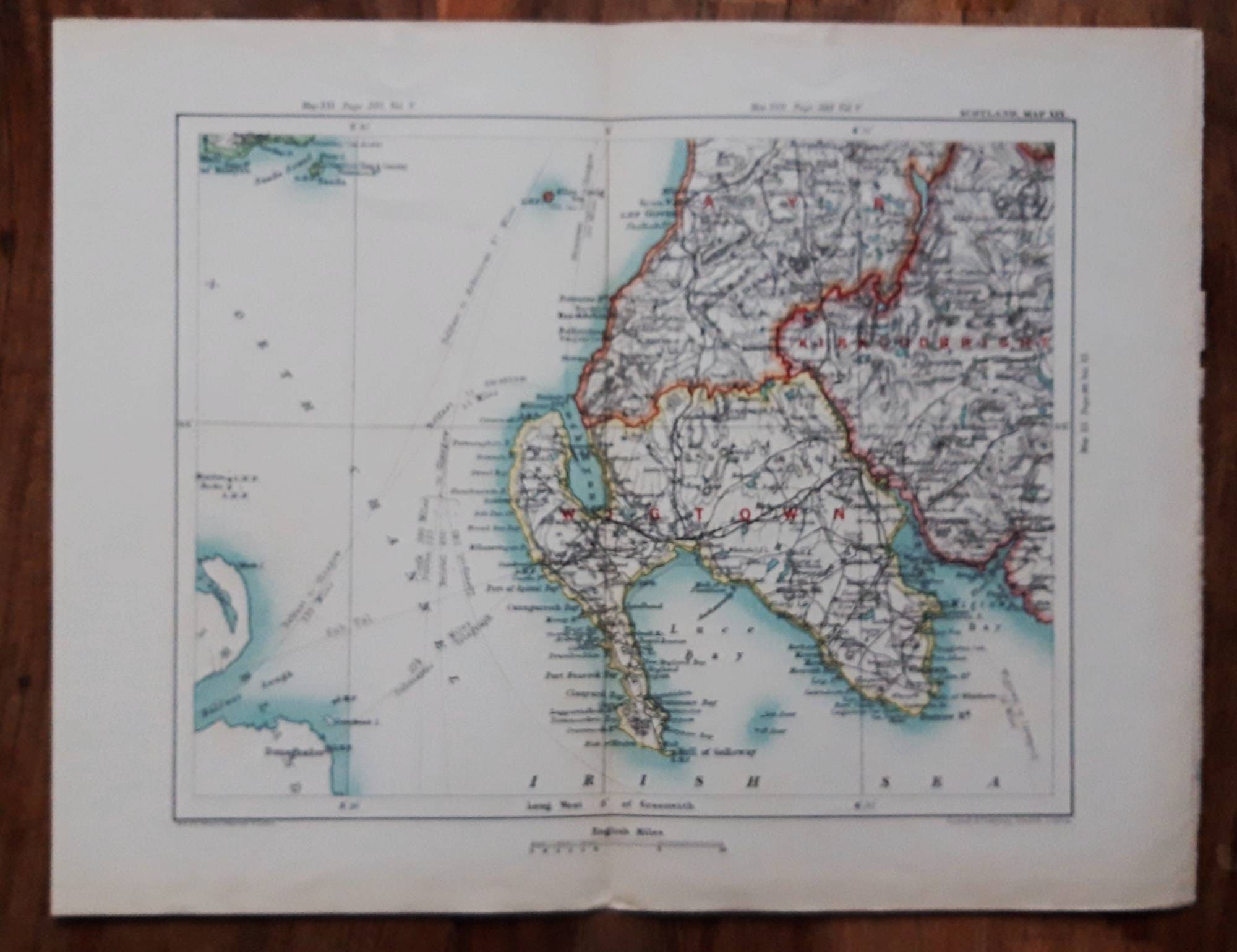 1896 Antique Wigtown Kirkcudbright Map. Cartography Original - Etsy