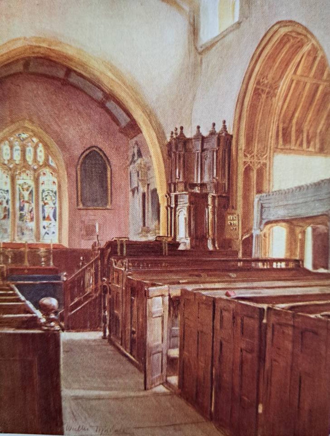 1906 St Mary's Church, Puddletown Print. Artist: Walter Tyndale RI ...
