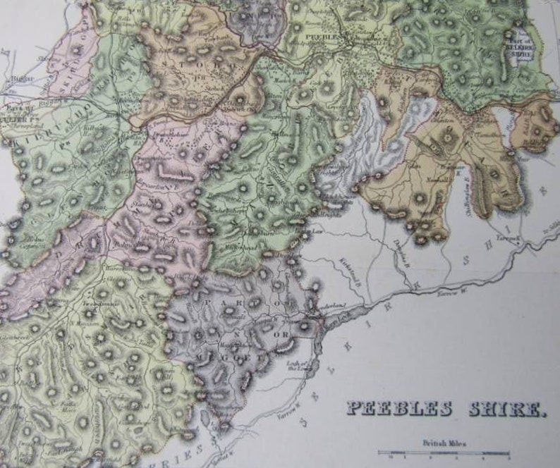 1885 Peeblesshire tweedale County Map. Scotland County - Etsy