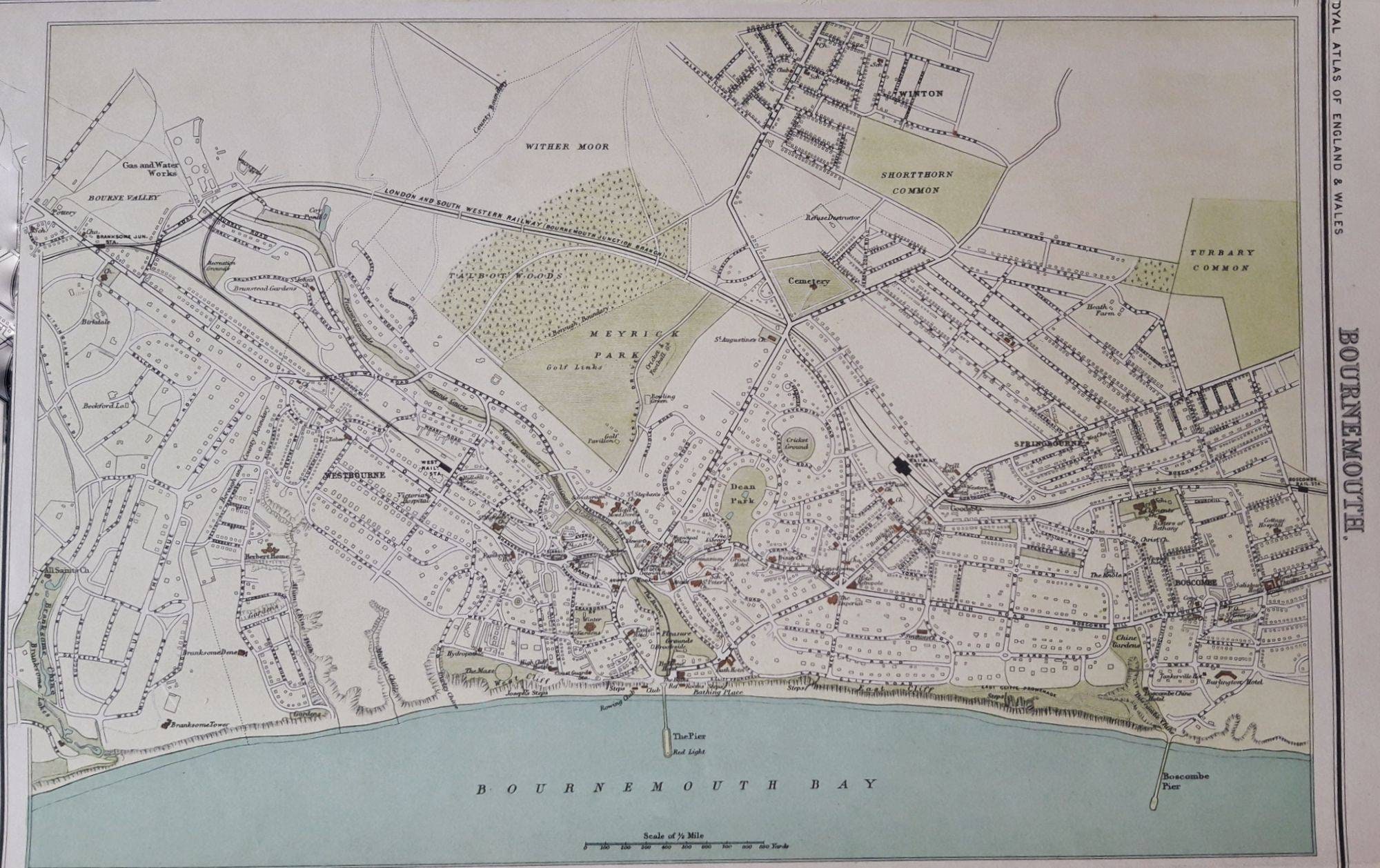 1898 Bournemouth Map Solent & Spithead Map. Split Map. - Etsy