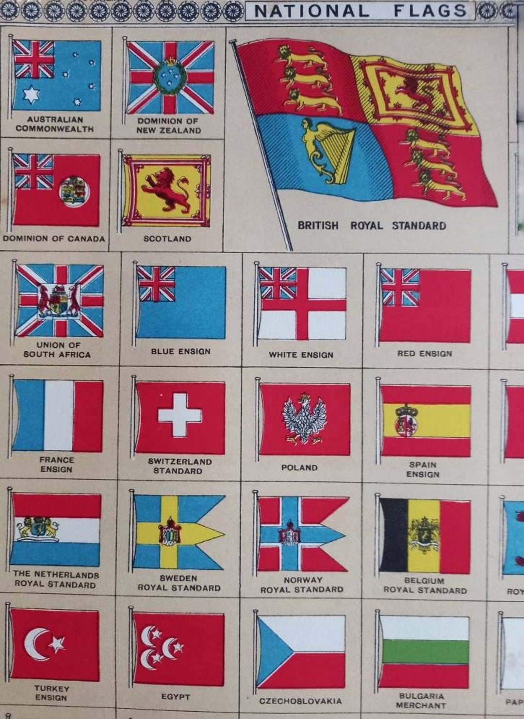 1922 National Flags of the World, Large Size Original. 100 Years Old ...