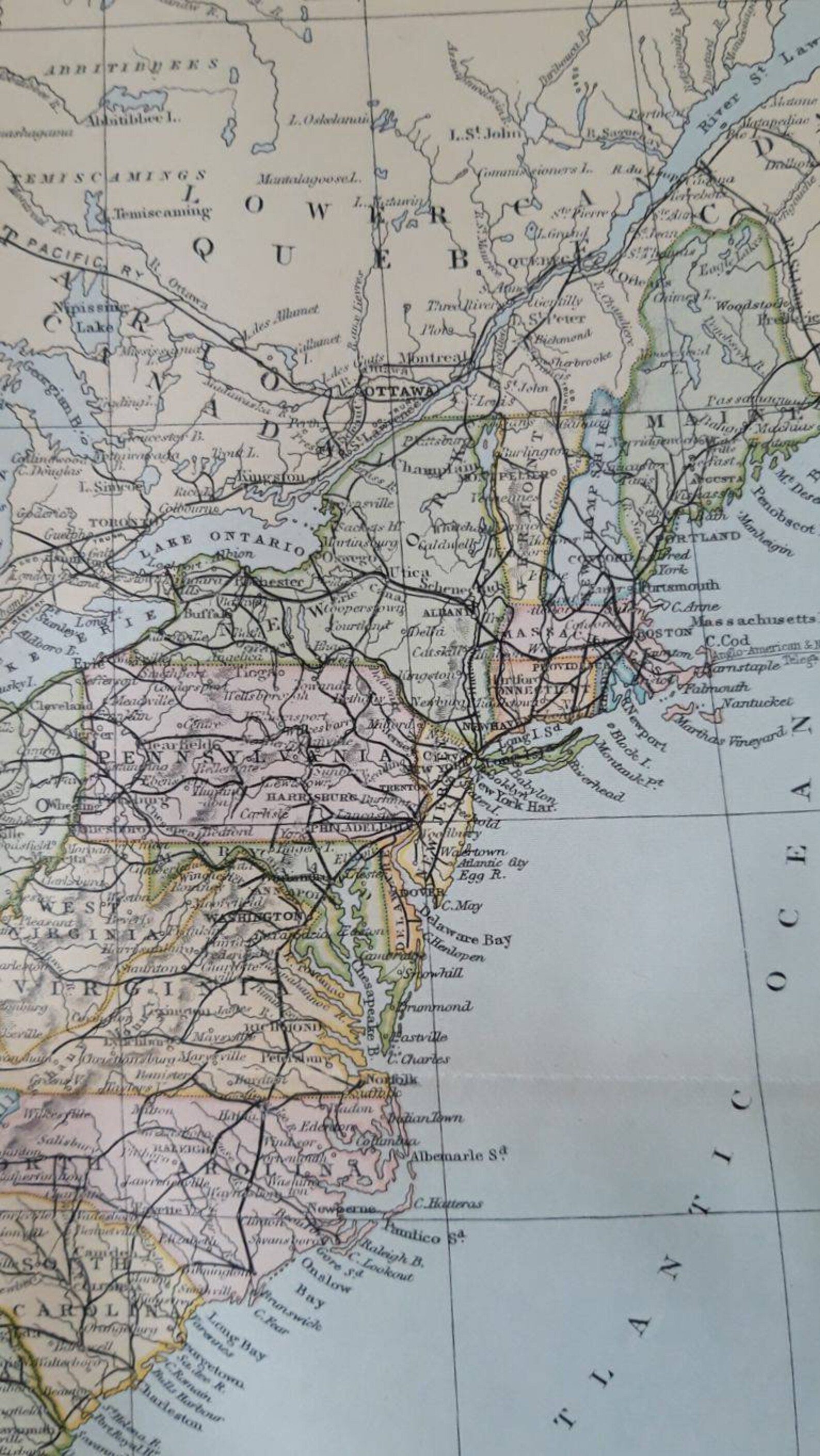 United States Eastern Division Map C1880 North America - Etsy