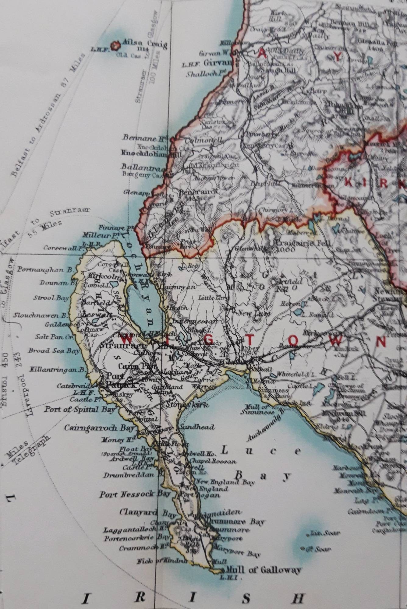 1896 Antique Wigtown Kirkcudbright Map. Cartography Original - Etsy