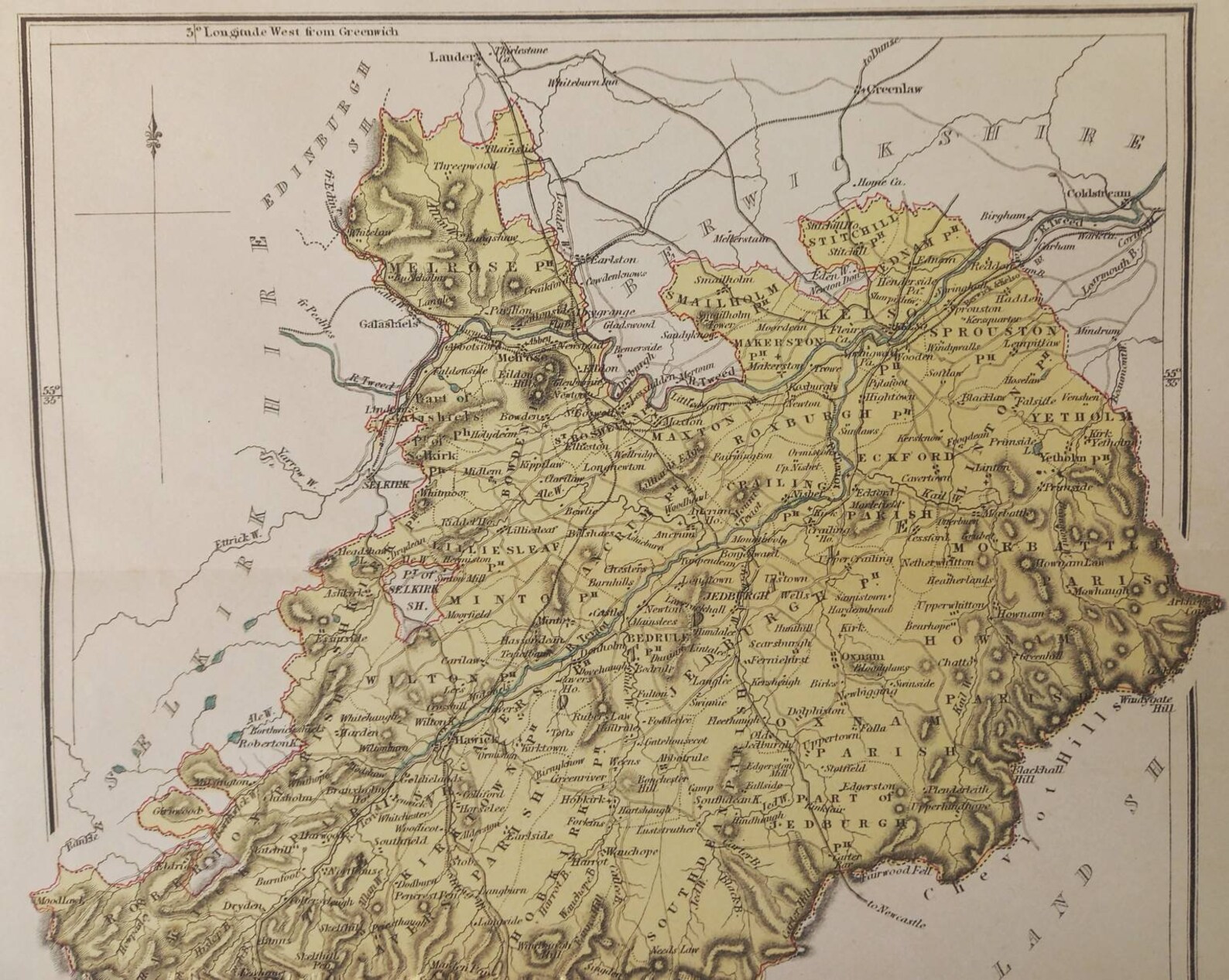 1885 Roxburghshire County Map. Cartography. Original Antique - Etsy